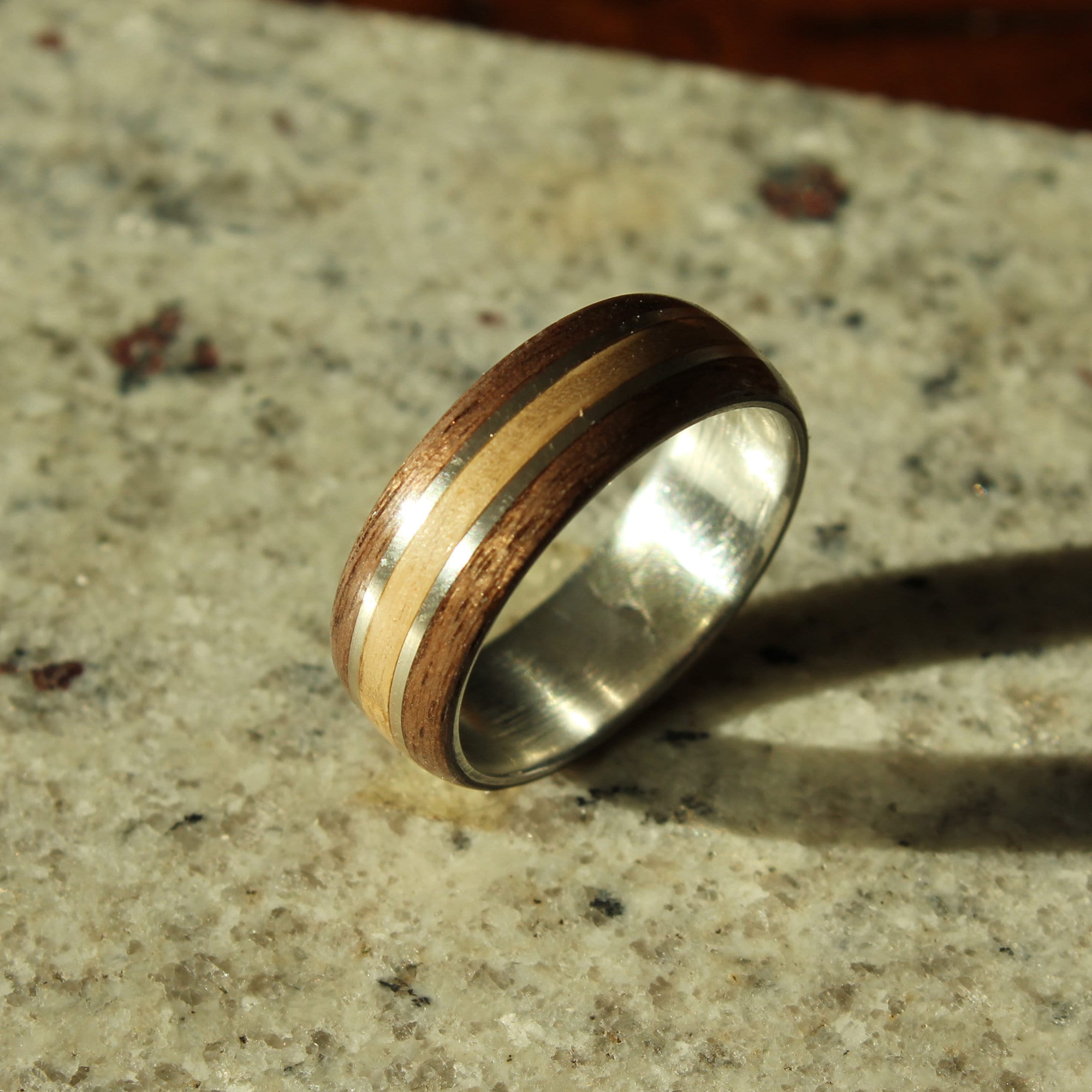 Walnut Wood Ring on Silver Ring 925 - Etsy
