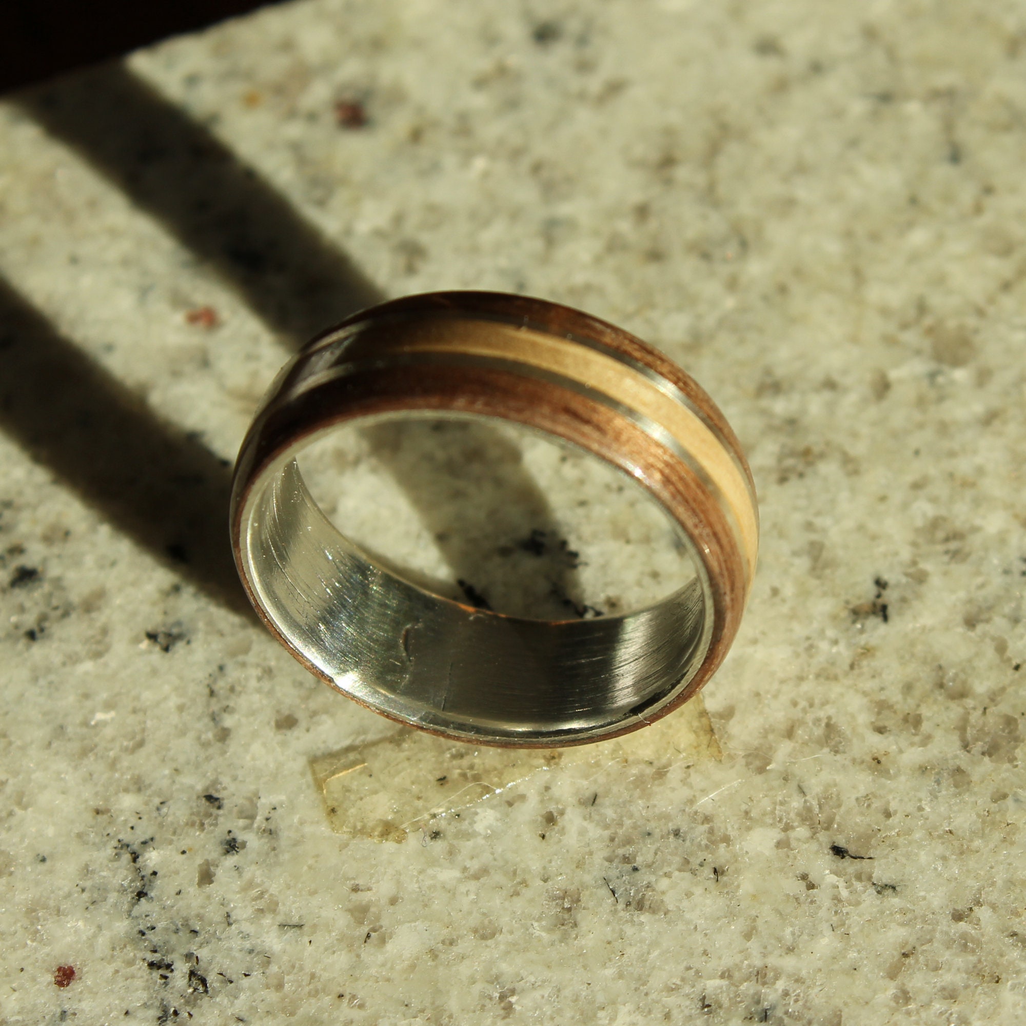 Walnut Wood Ring on Silver Ring 925 - Etsy