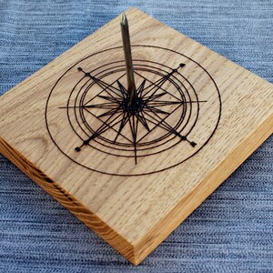 Engraved Oak Wood Sundial - Etsy