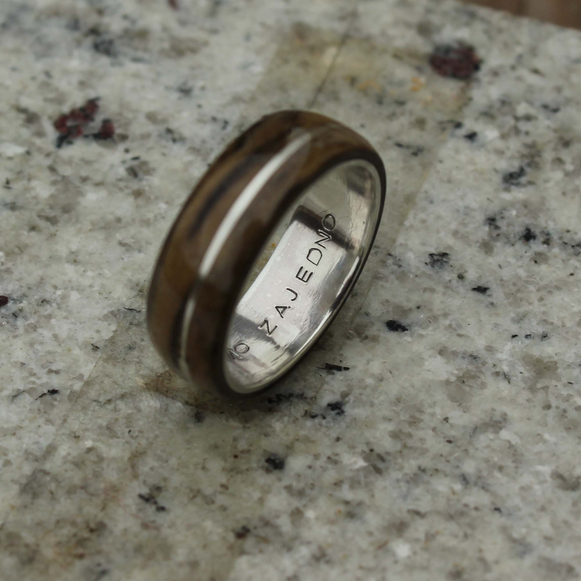Walnut Wood Ring on Silver Ring 925 - Etsy
