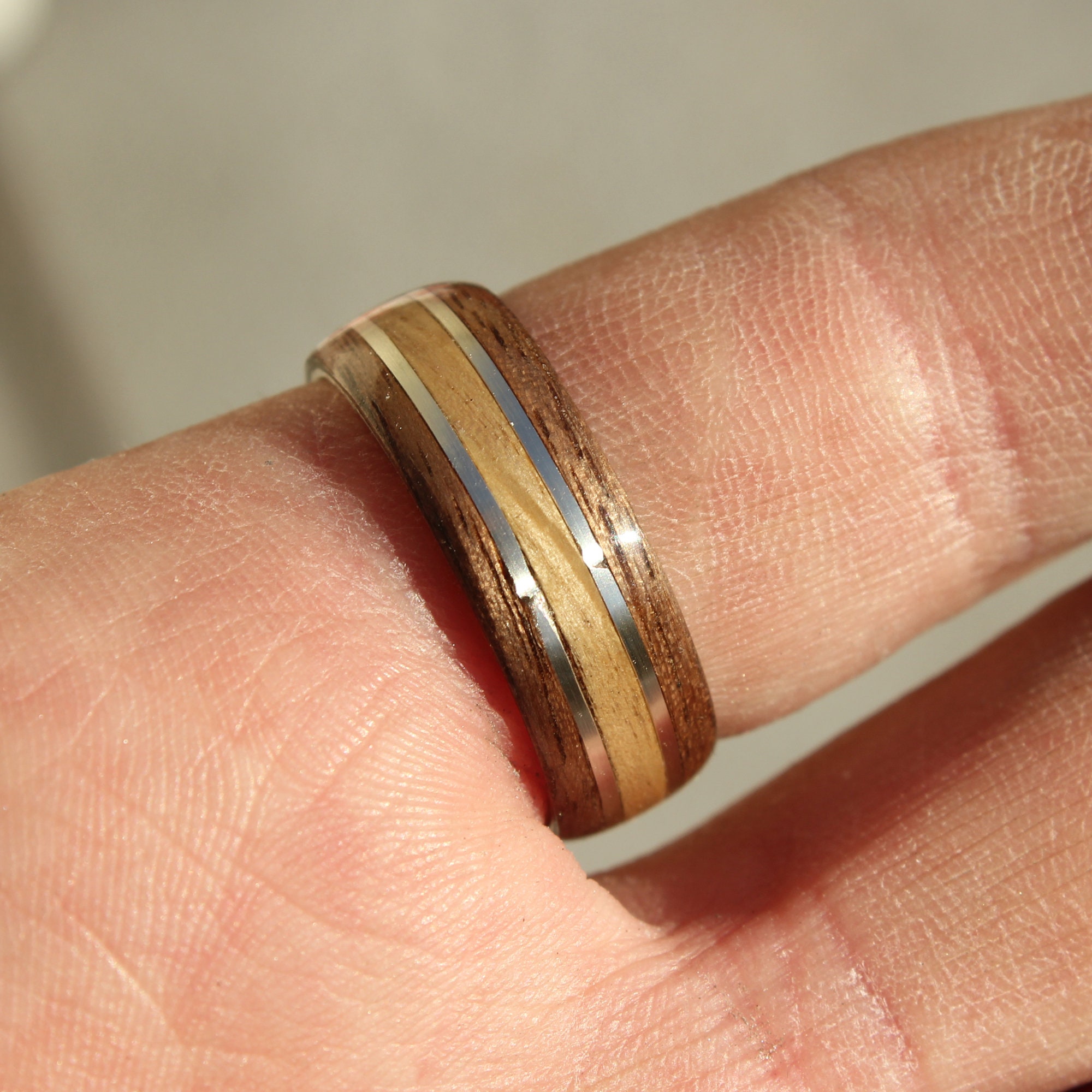 Walnut Wood Ring on Silver Ring 925 - Etsy
