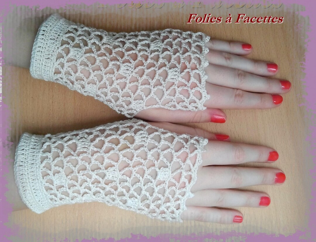 Crochet Mittens, Ecru Cotton Mittens, Wedding Mittens, Summer Mittens ...
