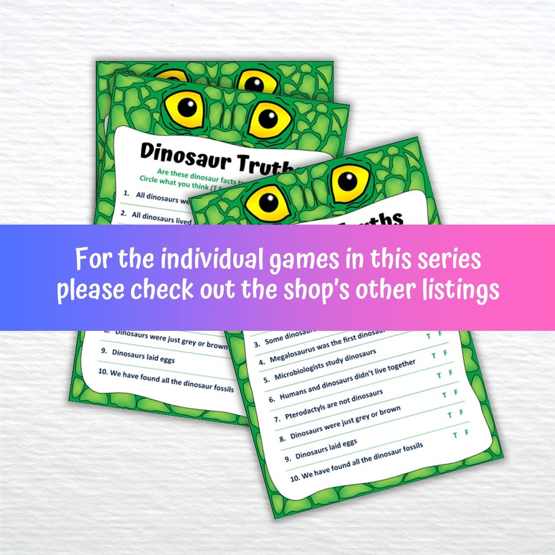 4 X Printable Games Dinosaur Party Word Search True False Anagrams ...