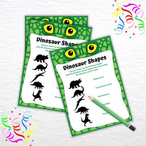 Printable Game for Children Dinosaur Shapes Quiz for Kids Children ...