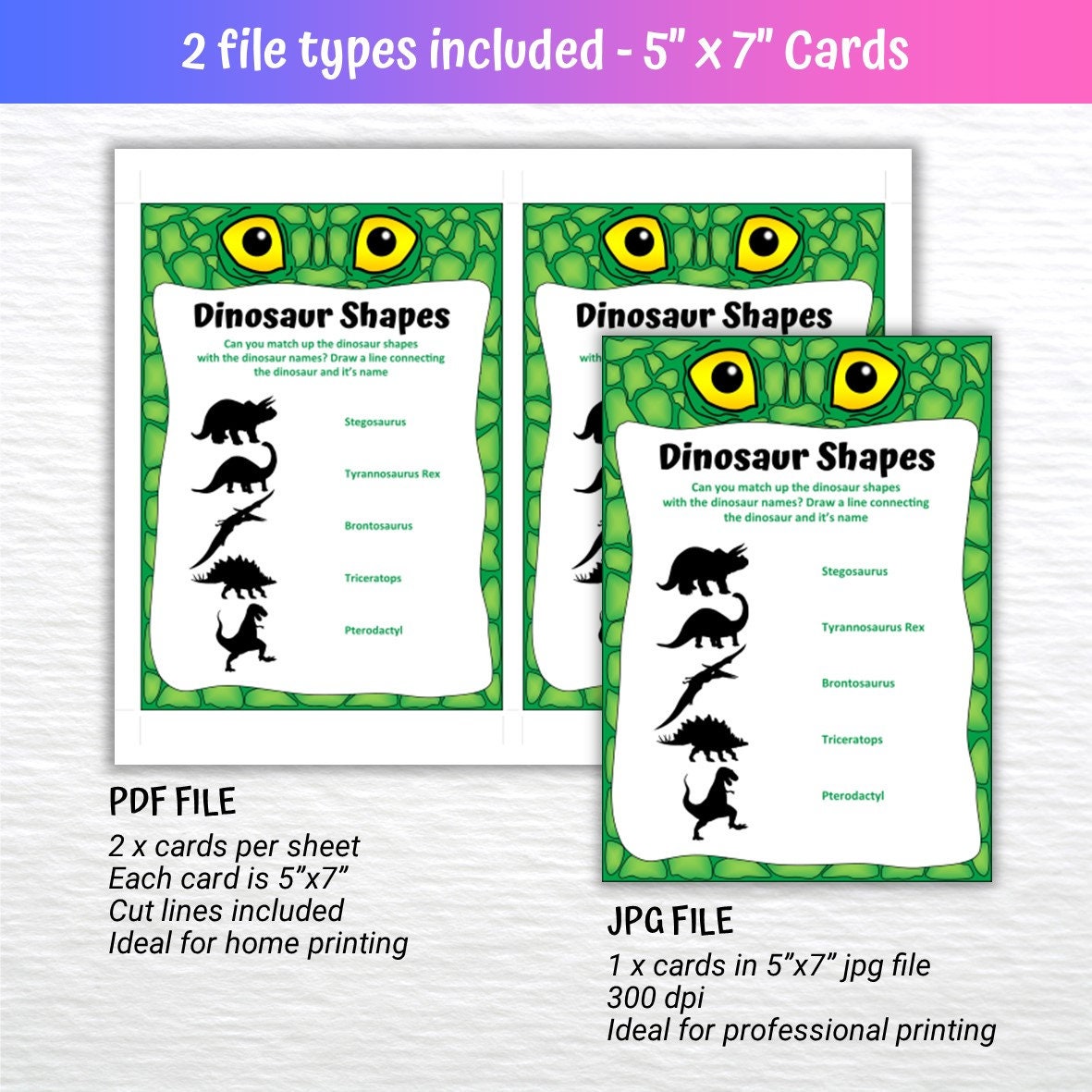 Printable Game for Children Dinosaur Shapes Quiz for Kids Children ...