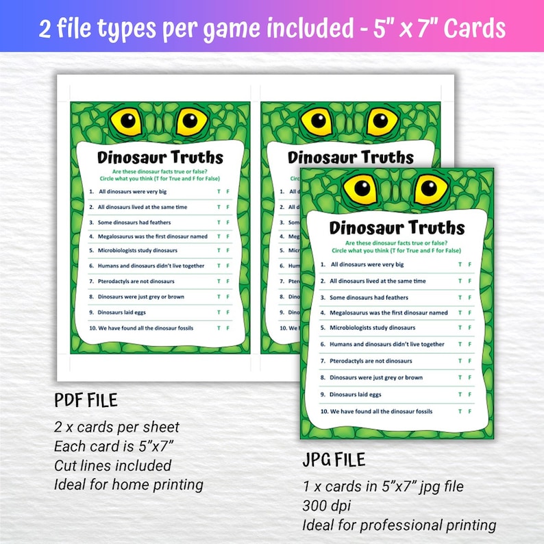 4 X Printable Games Dinosaur Party Word Search True False Anagrams ...