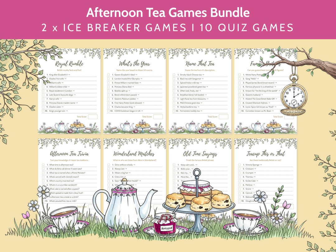 Printable Afternoon Tea Quiz Games for Anglophiles | Printable British ...