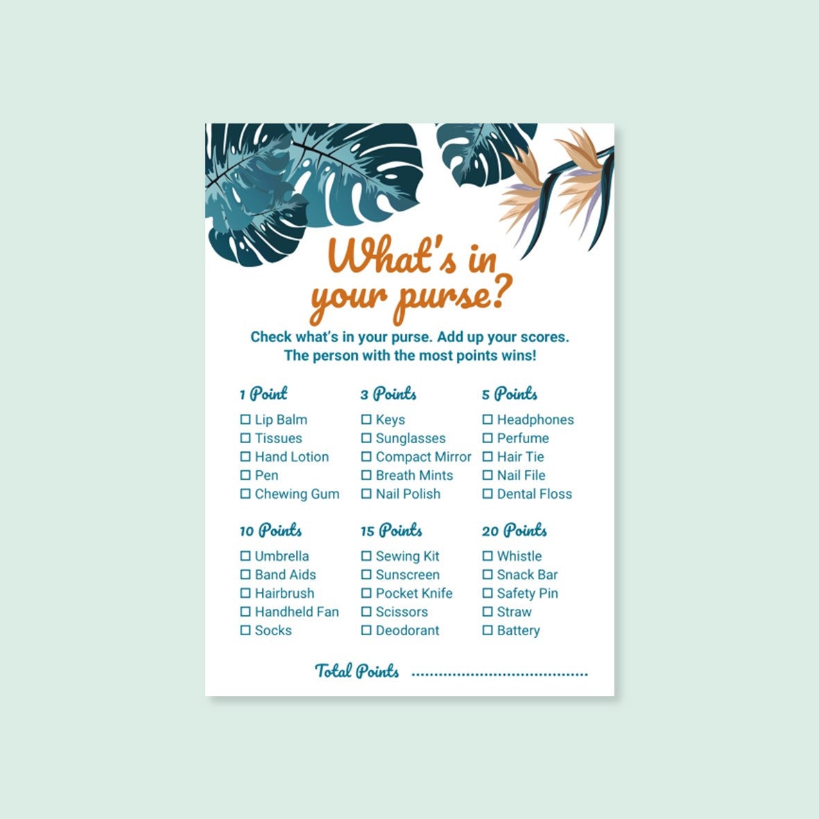 Whats in Your Purse Game Instant Download Printable for Hen Party ...