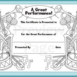Best Performance Kids Certificate (music) - Etsy