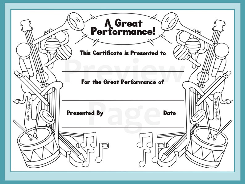Best Performance Kids Certificate (music) - Etsy