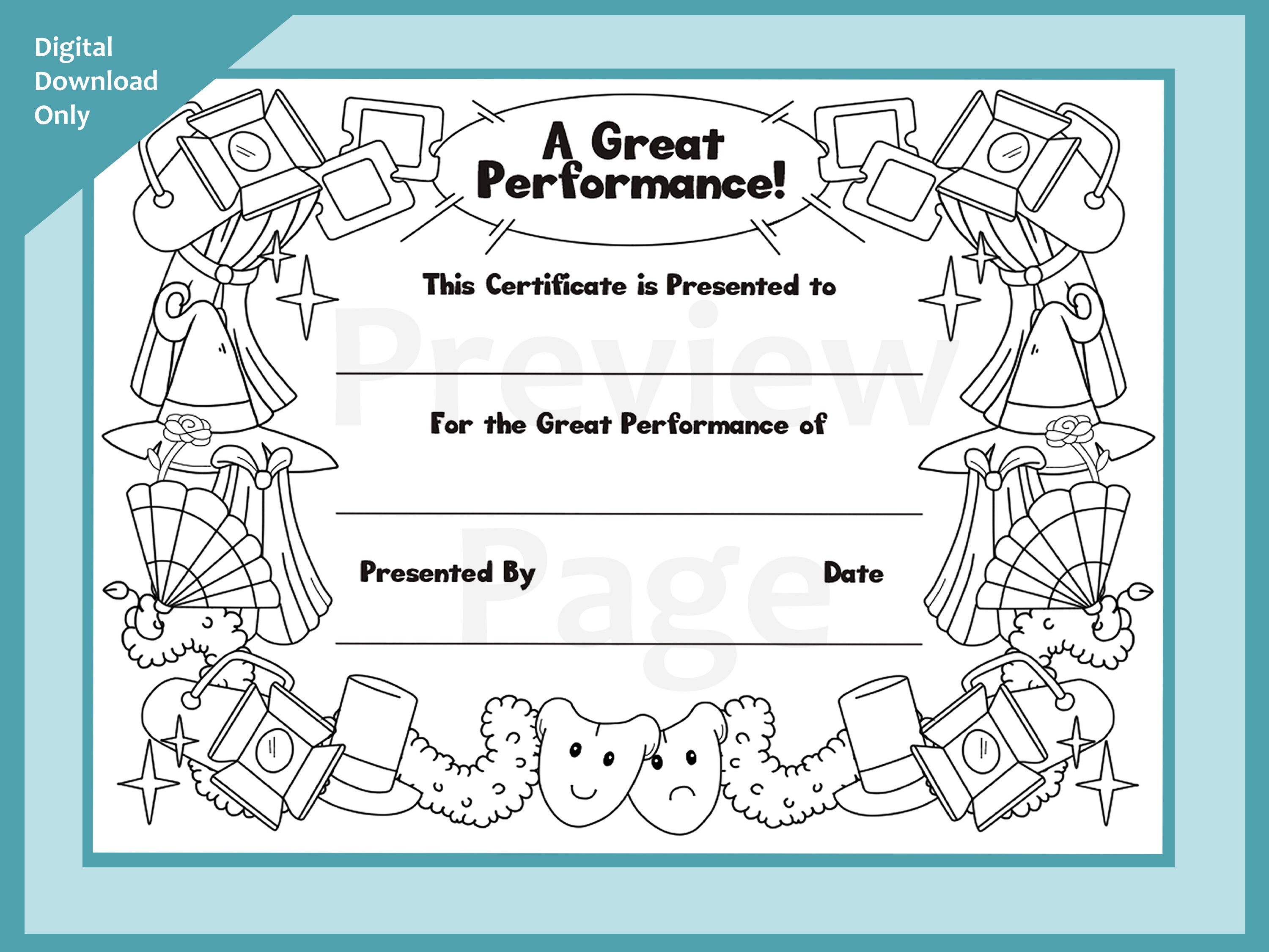 Best Performance Kids Certificate (drama) - Etsy