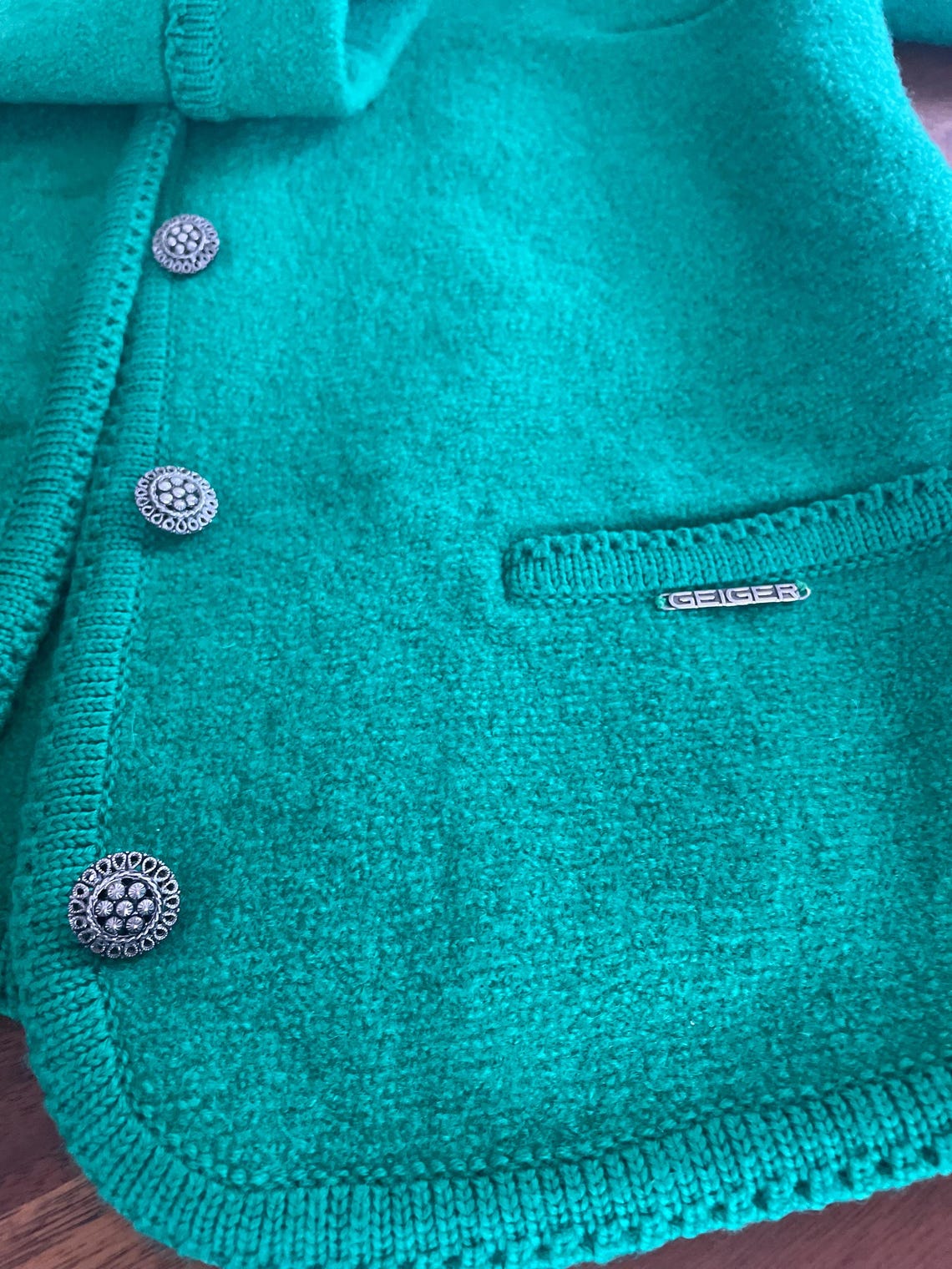 Vintage Wool Geiger Sweater Coat. Roomy, Silver Buttons, Comfortable ...