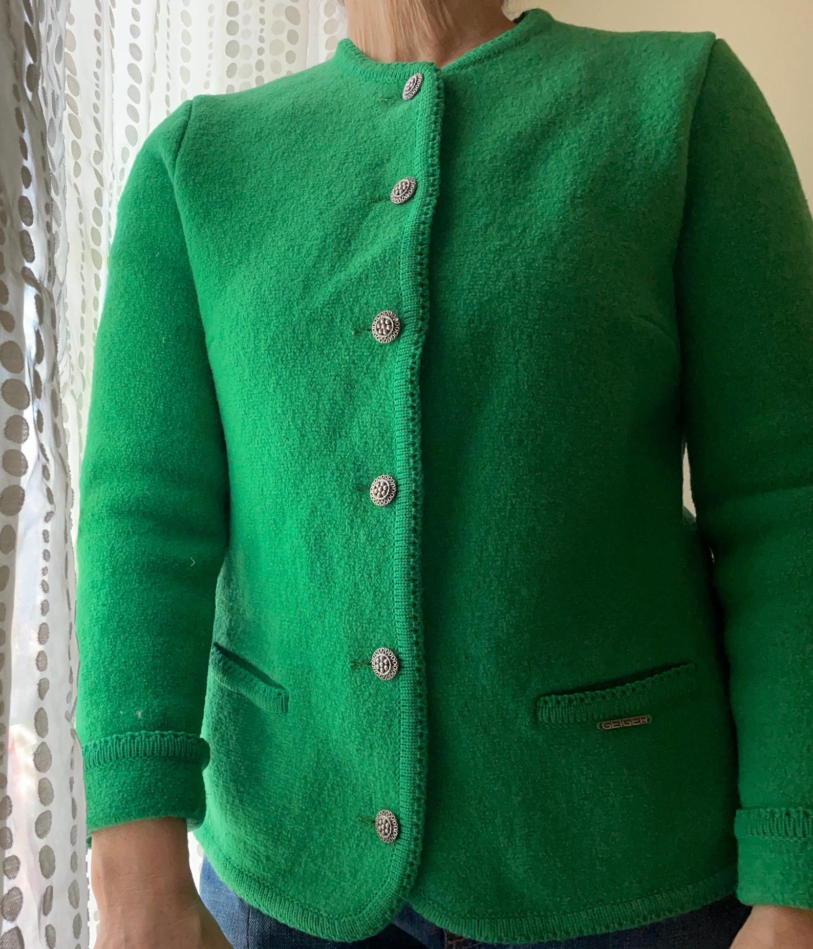 Vintage Wool Geiger Sweater Coat. Roomy, Silver Buttons, Comfortable ...