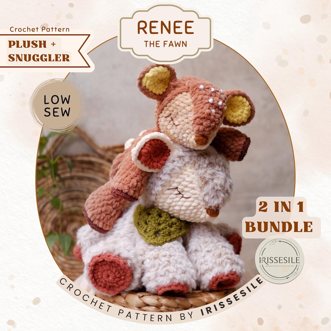 2 in 1 Bundle Crcohet Deer Pattern: Renee the Fawn Snuggler/lovey and ...