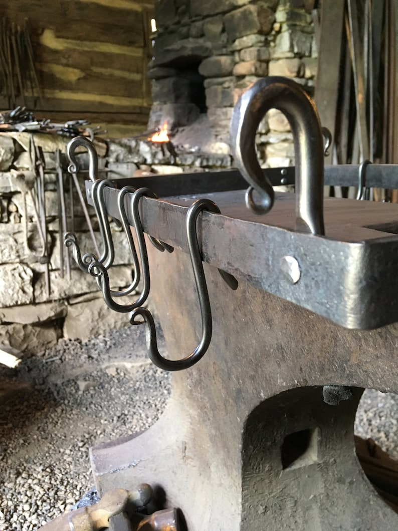 Small Pot Rack, Blacksmith Made, Kitchen Rack With 10 Sliding Hooks - Etsy