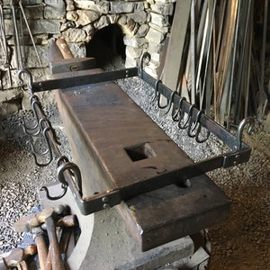 Small Pot Rack, Blacksmith Made, Kitchen Rack With 10 Sliding Hooks - Etsy