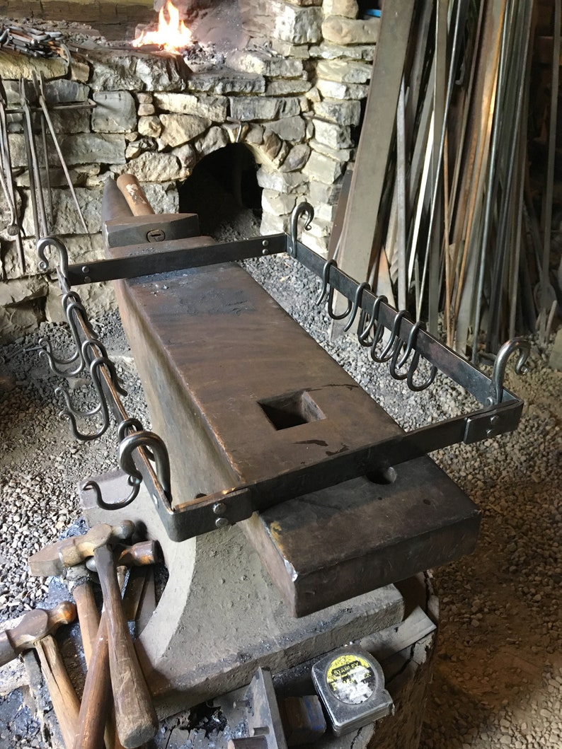 Small Pot Rack, Blacksmith Made, Kitchen Rack With 10 Sliding Hooks - Etsy
