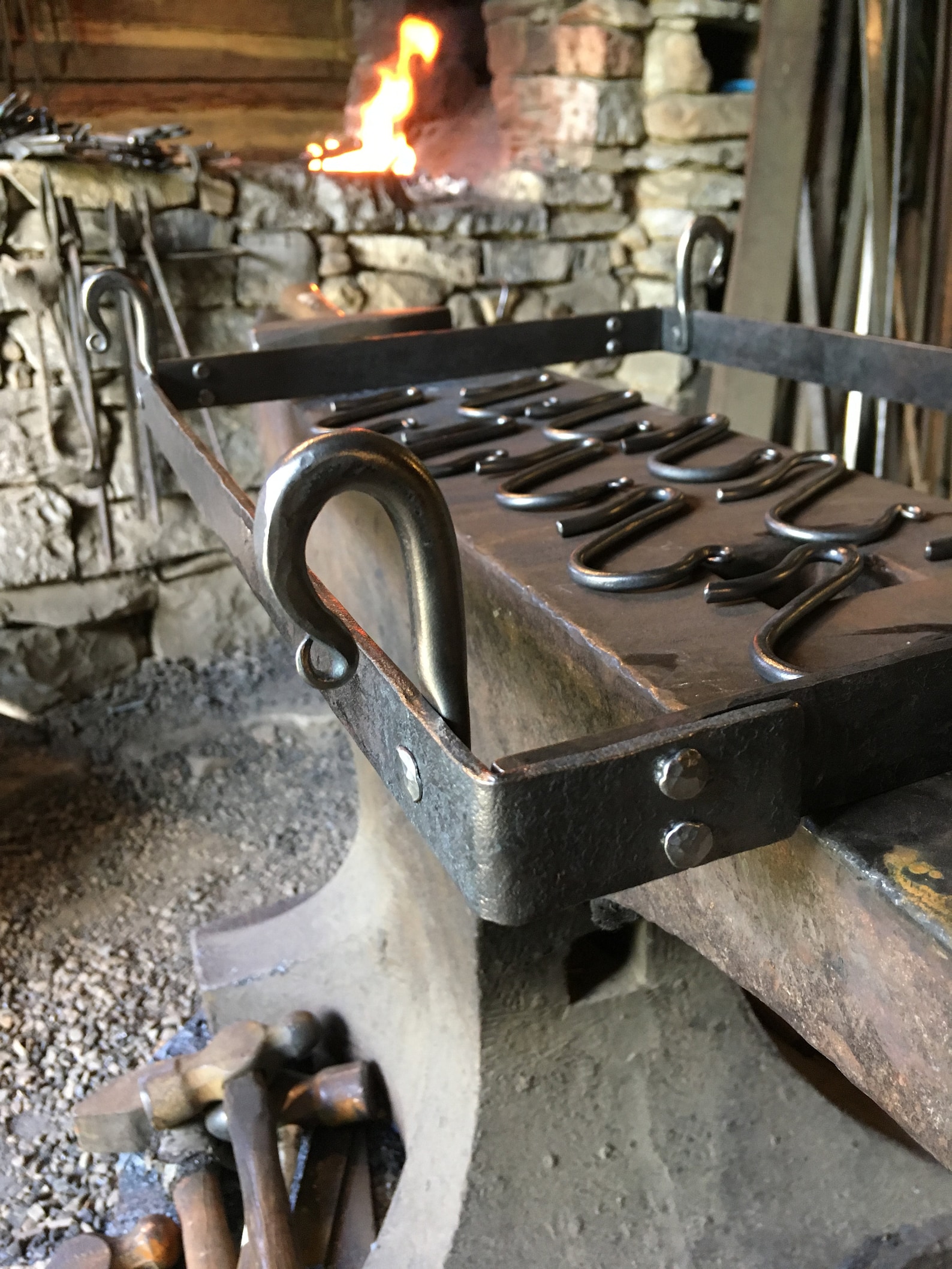 Small Pot Rack, Blacksmith Made, Kitchen Rack With 10 Sliding Hooks - Etsy