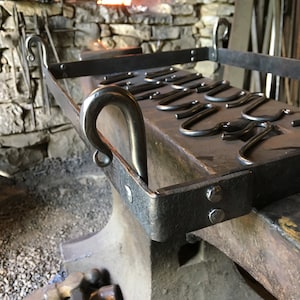 Small Pot Rack, Blacksmith Made, Kitchen Rack With 10 Sliding Hooks - Etsy