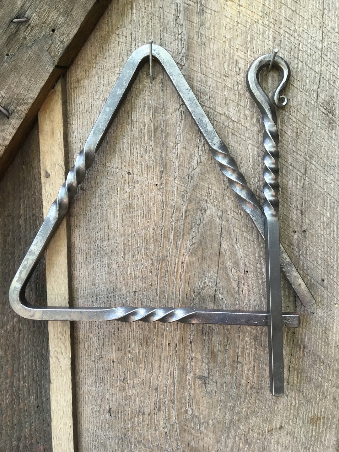 Dinner Triangle, Dinner Bell, Blacksmith Made, Twisted Sides - Etsy