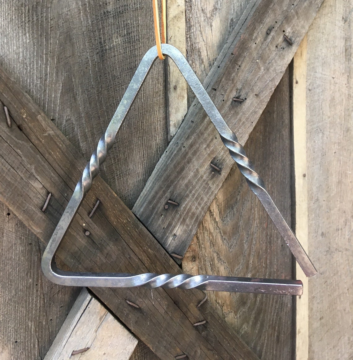Dinner Triangle, Dinner Bell, Blacksmith Made, Twisted Sides - Etsy