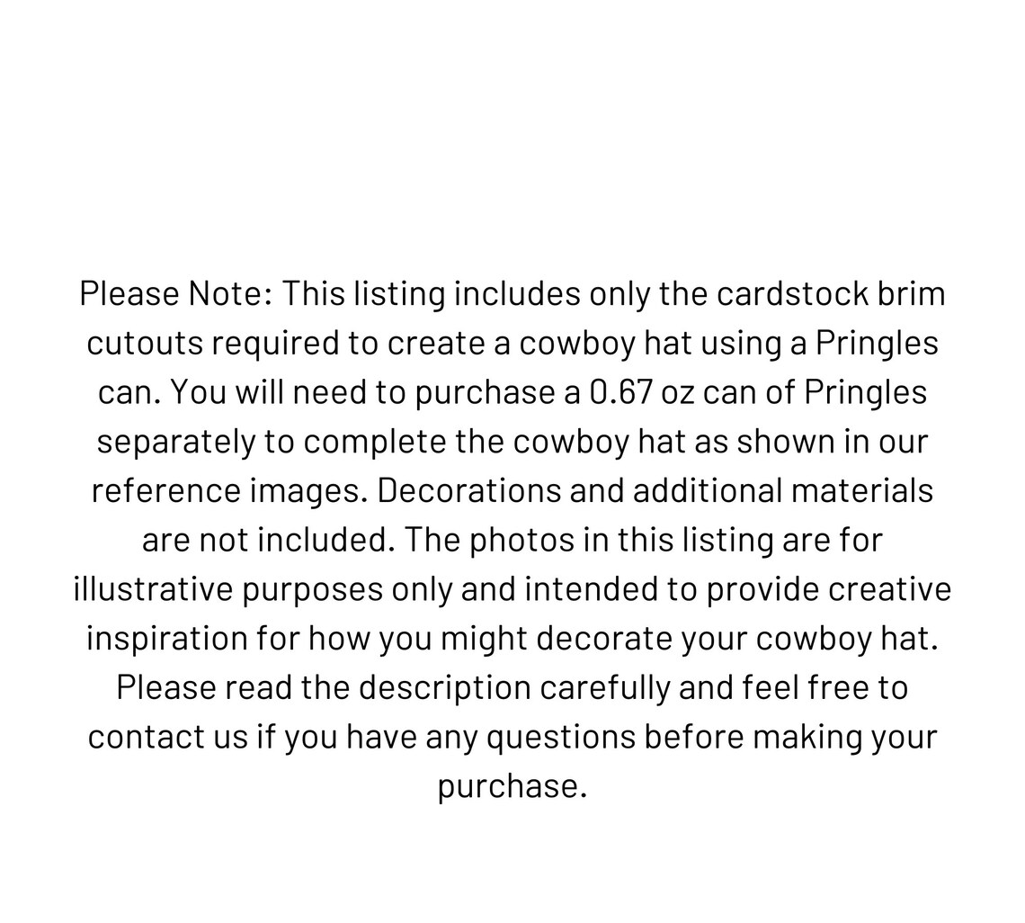 Pringles Cup Cowboy Hat Brim Cutouts - DIY Party Favor, Cardstock Hat ...