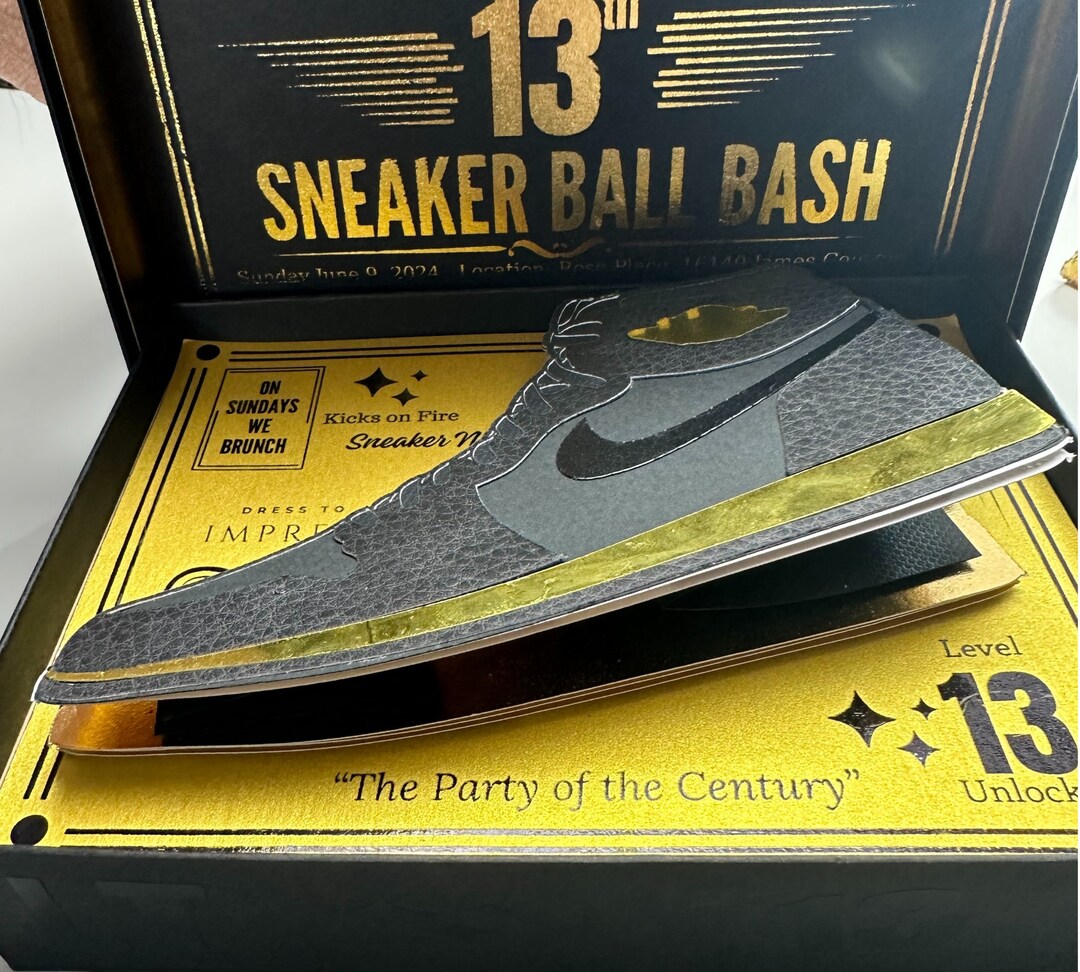 Custom Sneaker-themed Pop-up Invitations 3D Cardstock Sneaker Cards for ...