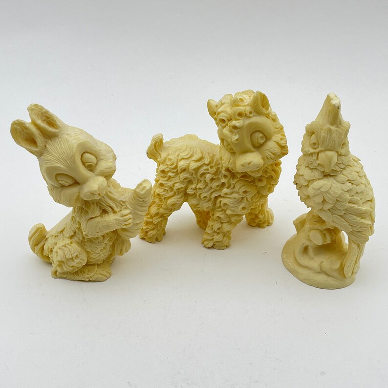 A Santini Resin Animal Figurines - Rabbit Lamb Cockatoo Made in Italy ...