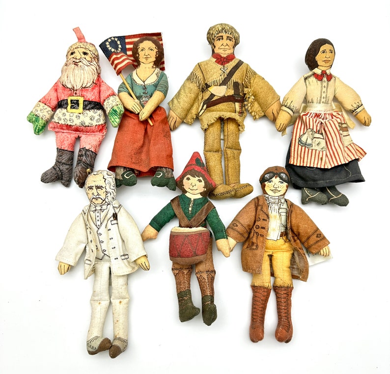 Vintage Set of 7 Hallmark Cloth Dolls From Famous Americans - Etsy
