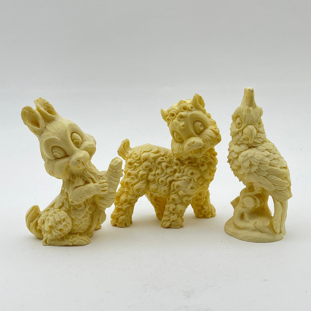 A Santini Resin Animal Figurines - Rabbit Lamb Cockatoo Made in Italy ...