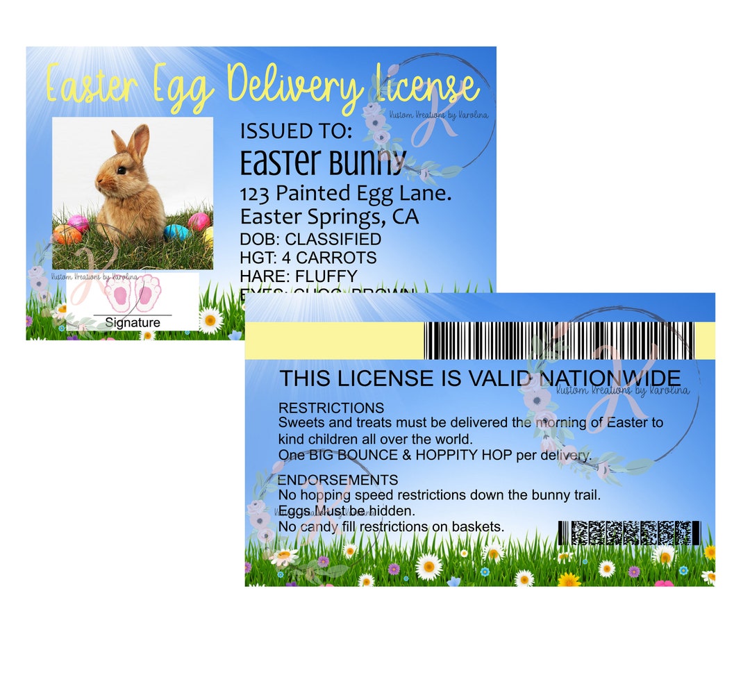 Easter Bunny License Yellow - Etsy