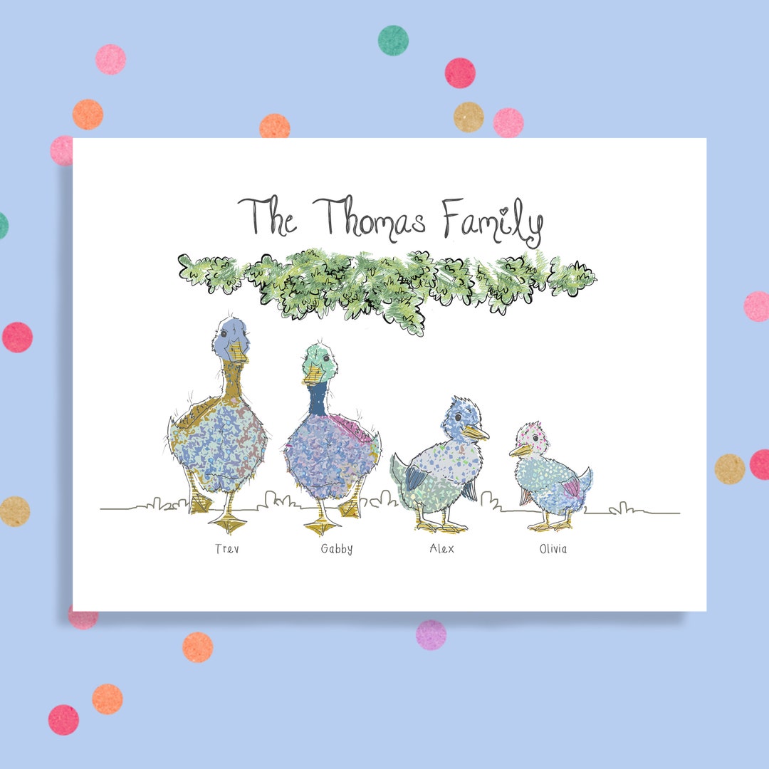 Family Print - Personalised Duck Family Print, Duck Family, Duck Family ...