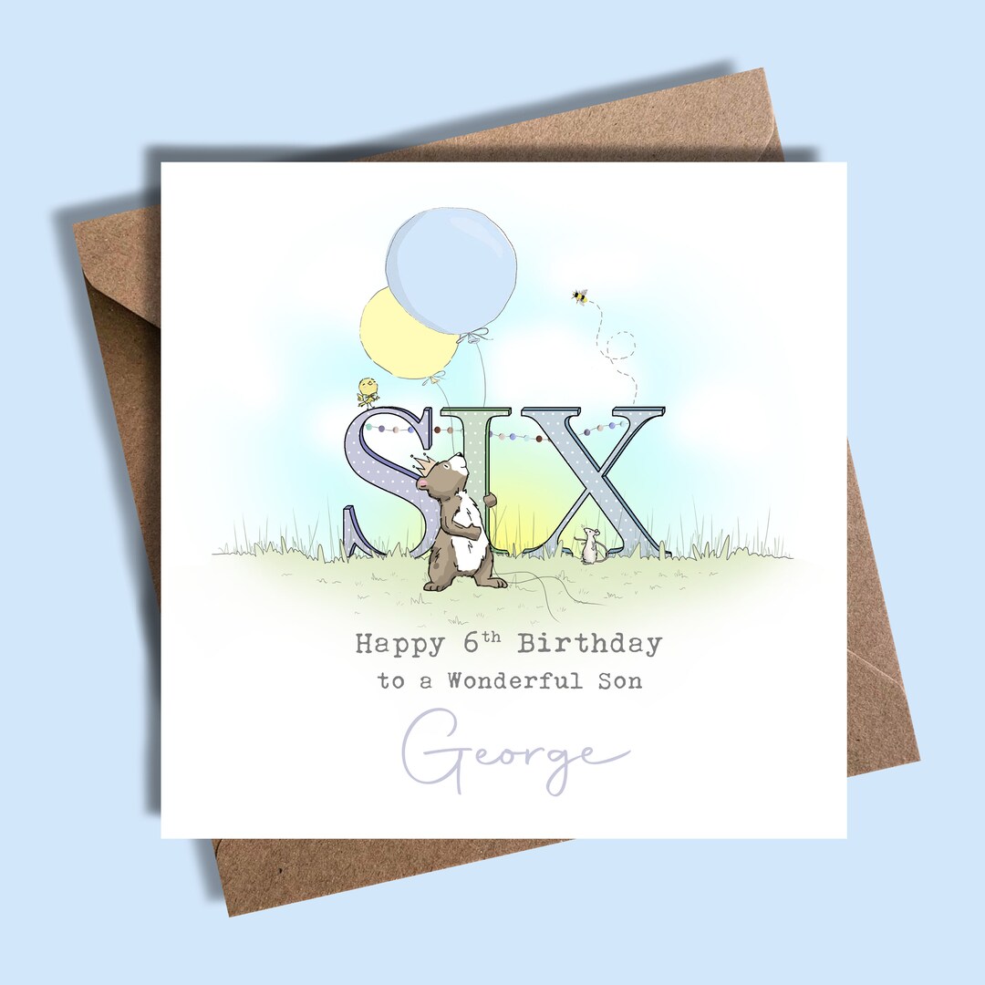 6th Birthday Card / Sixth Birthday Card / Personalised / Boy / Birthday ...