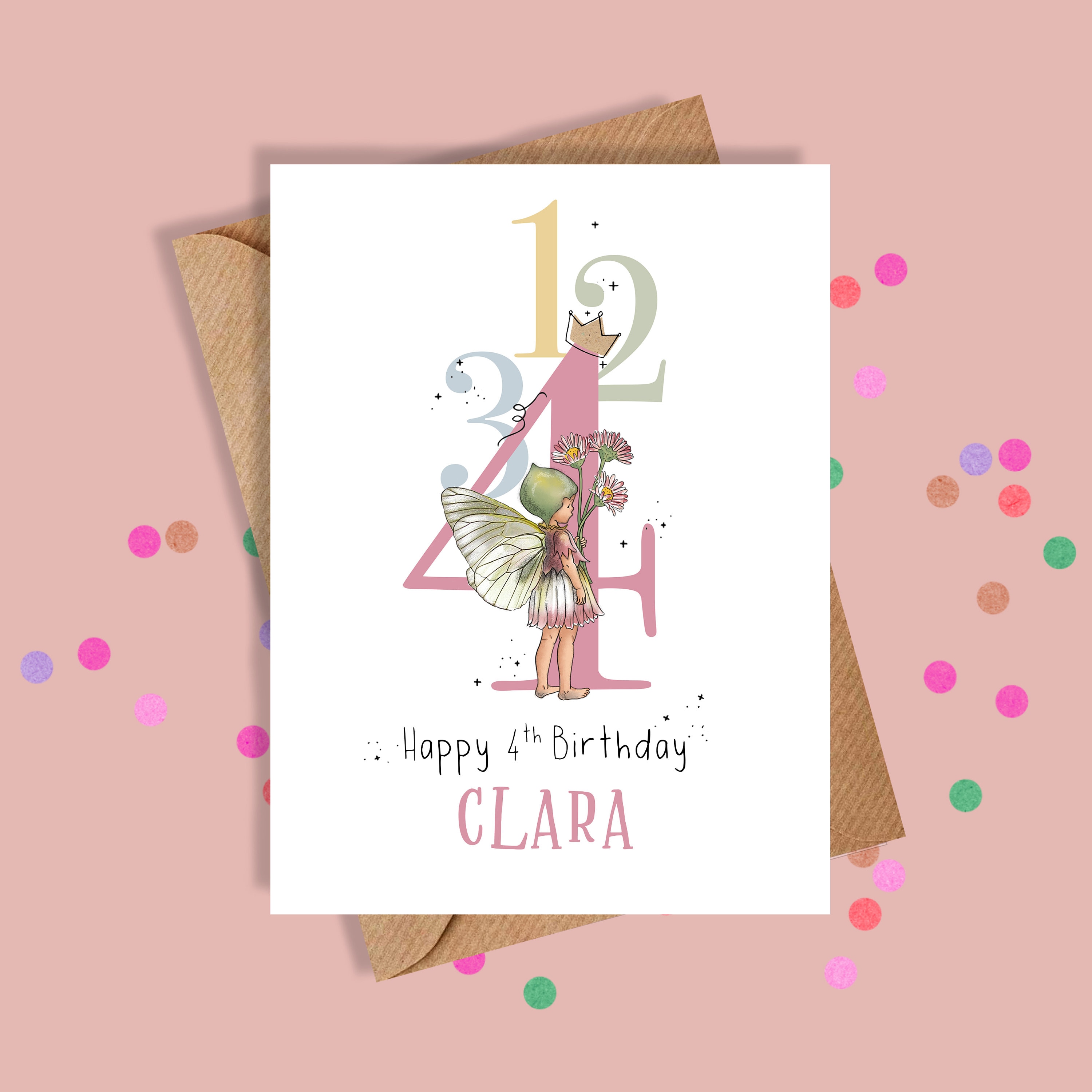 4th Birthday Card / Fourth Birthday Card / Personalised / Girl - Etsy