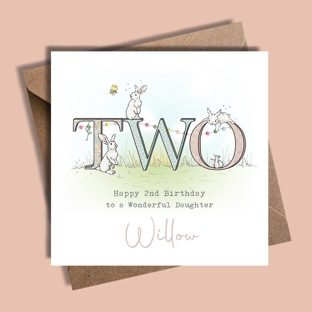 2nd Birthday Card / Second Birthday Card / Personalised / Girl ...