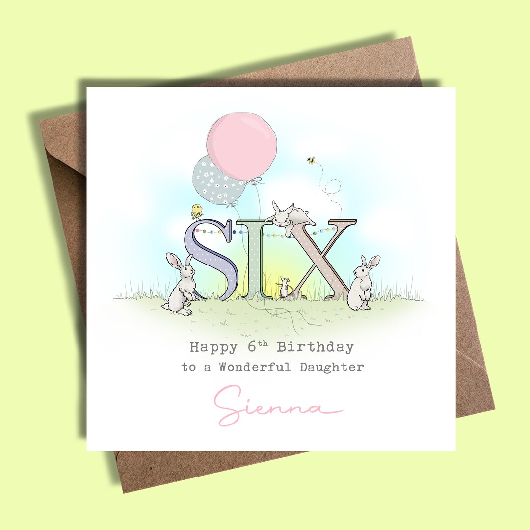 6th Birthday Card / Sixth Birthday Card / Personalised / Girl ...