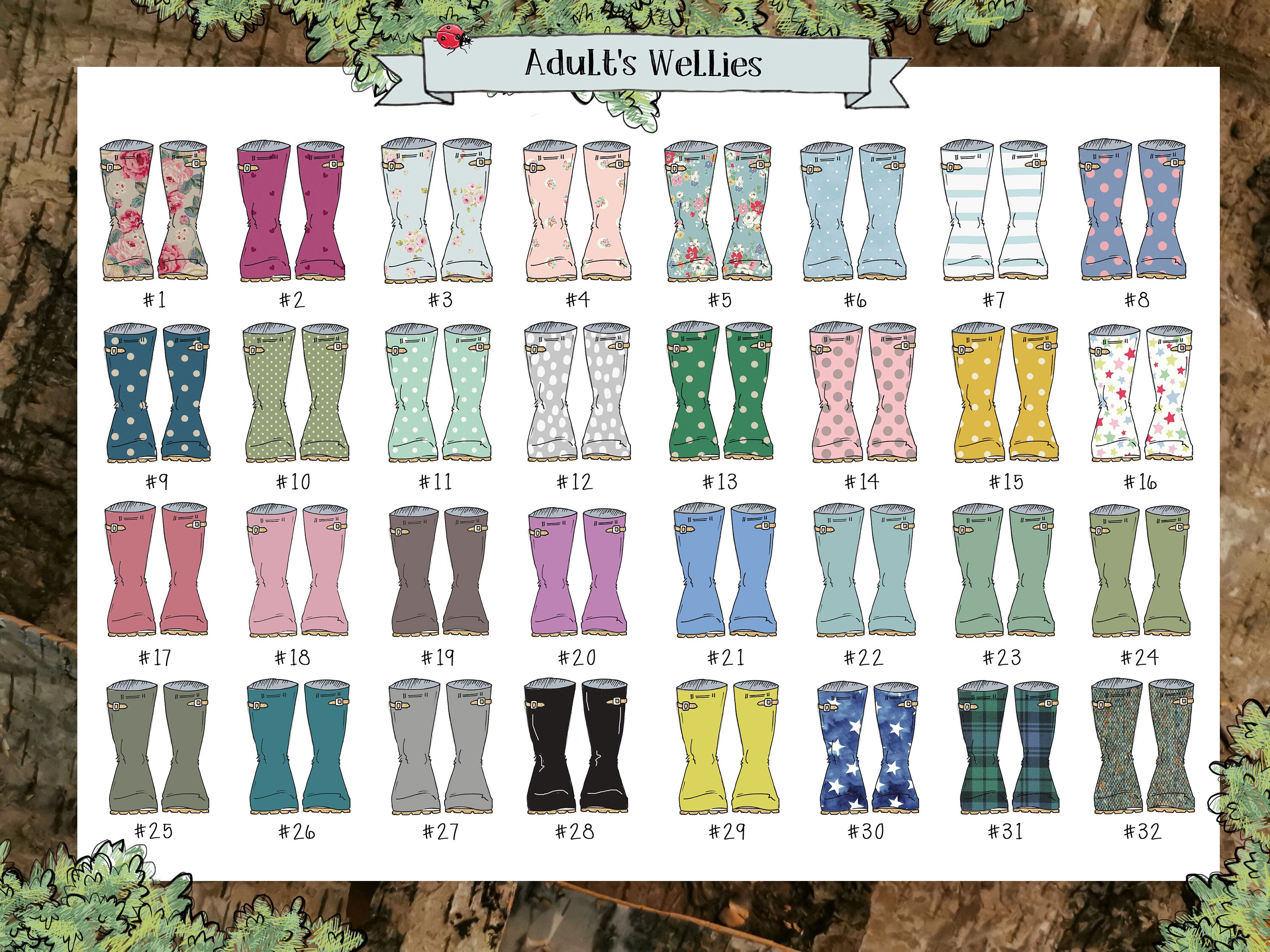 Family Welly Boot Personalised Print Family Welly Boot Print - Etsy