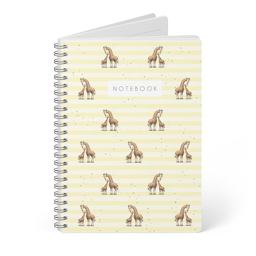 Cute Giraffe Pattern Notebook Wirobound Softcover A5 | Lined Pages ...