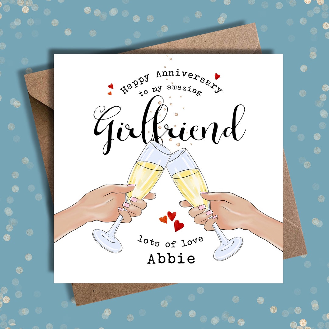 Personalised Lesbian Anniversary Card: Girlfriend Champagne Toast - Etsy