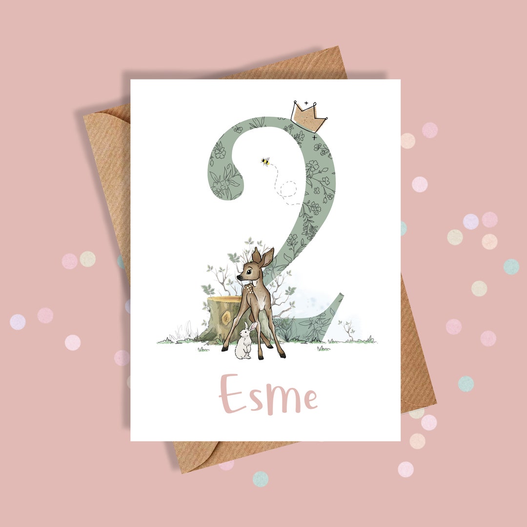 2nd Birthday Card / Second Birthday Card / Personalised / Girl ...