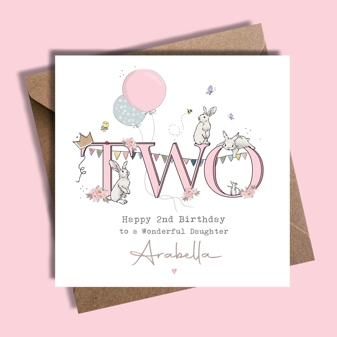 Personalised Girls 2nd Birthday Card, Second Birthday Card ...