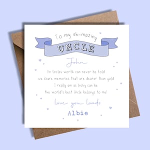 Uncle Card, Uncle Personalised Card, Amazing Uncle Card, Uncle Birthday ...