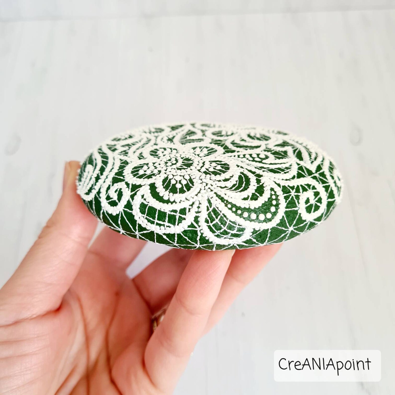 Floral Line Art on Hand Painted Stone in Dot Painting for - Etsy