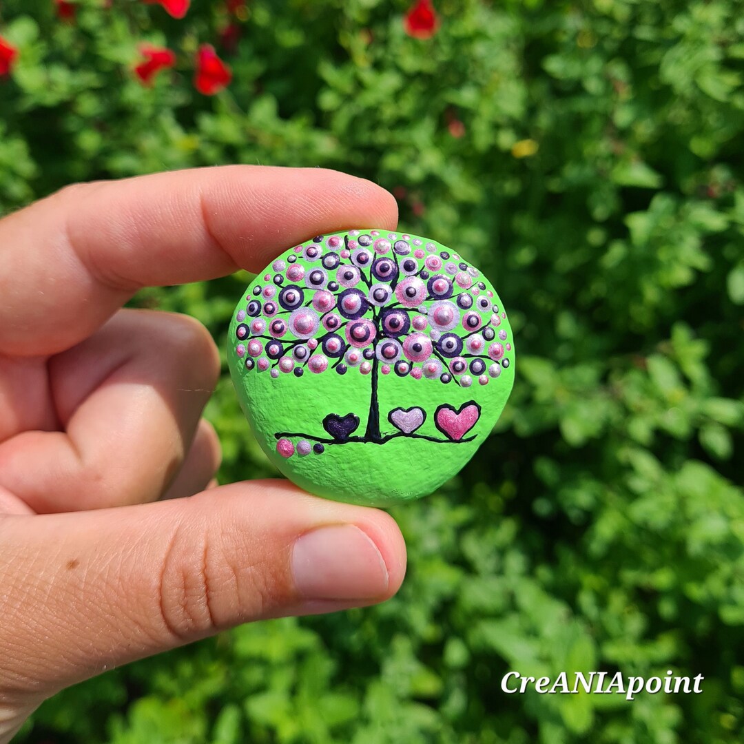 Tree of Life, Dot Painted Stone, Dot Art Painting, Hand Painted Rock ...