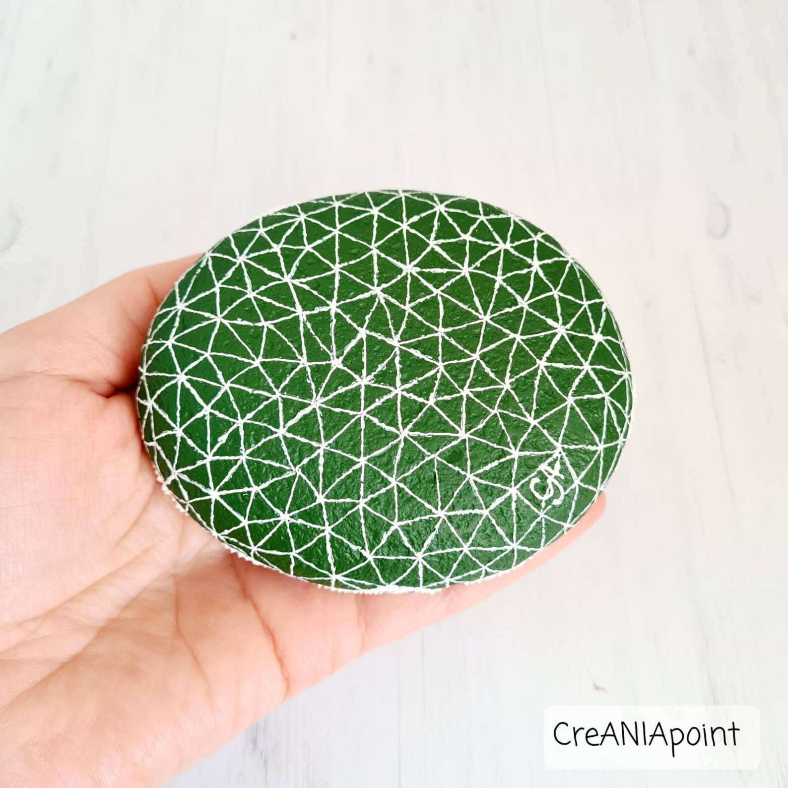 Floral Line Art on Hand Painted Stone in Dot Painting for - Etsy