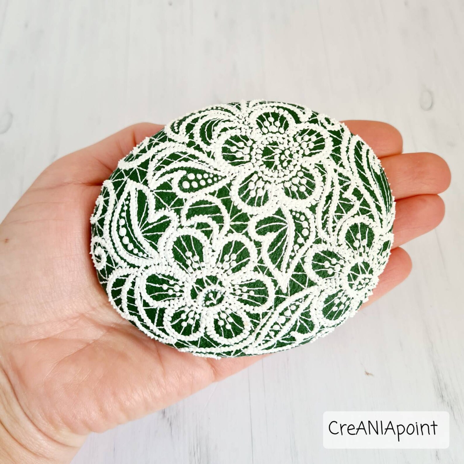 Floral Line Art on Hand Painted Stone in Dot Painting for - Etsy