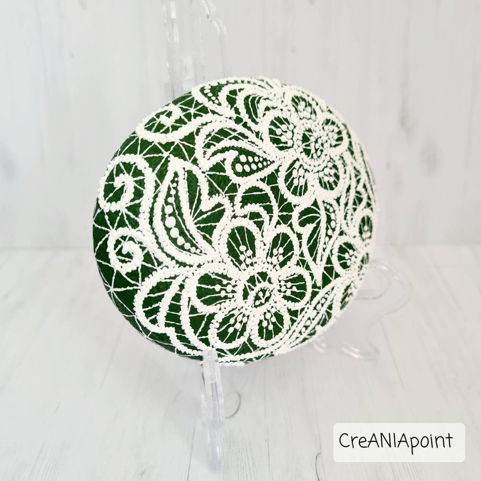 Floral Line Art on Hand Painted Stone in Dot Painting for - Etsy