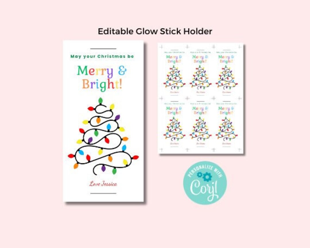 Printable Christmas Glow Stick Holder Glow Stick Tag - Etsy