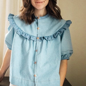 Raida Blouse PDF Sewing Pattern | Circular Yoke & Billowy Bodice | Digital Download - Etsy