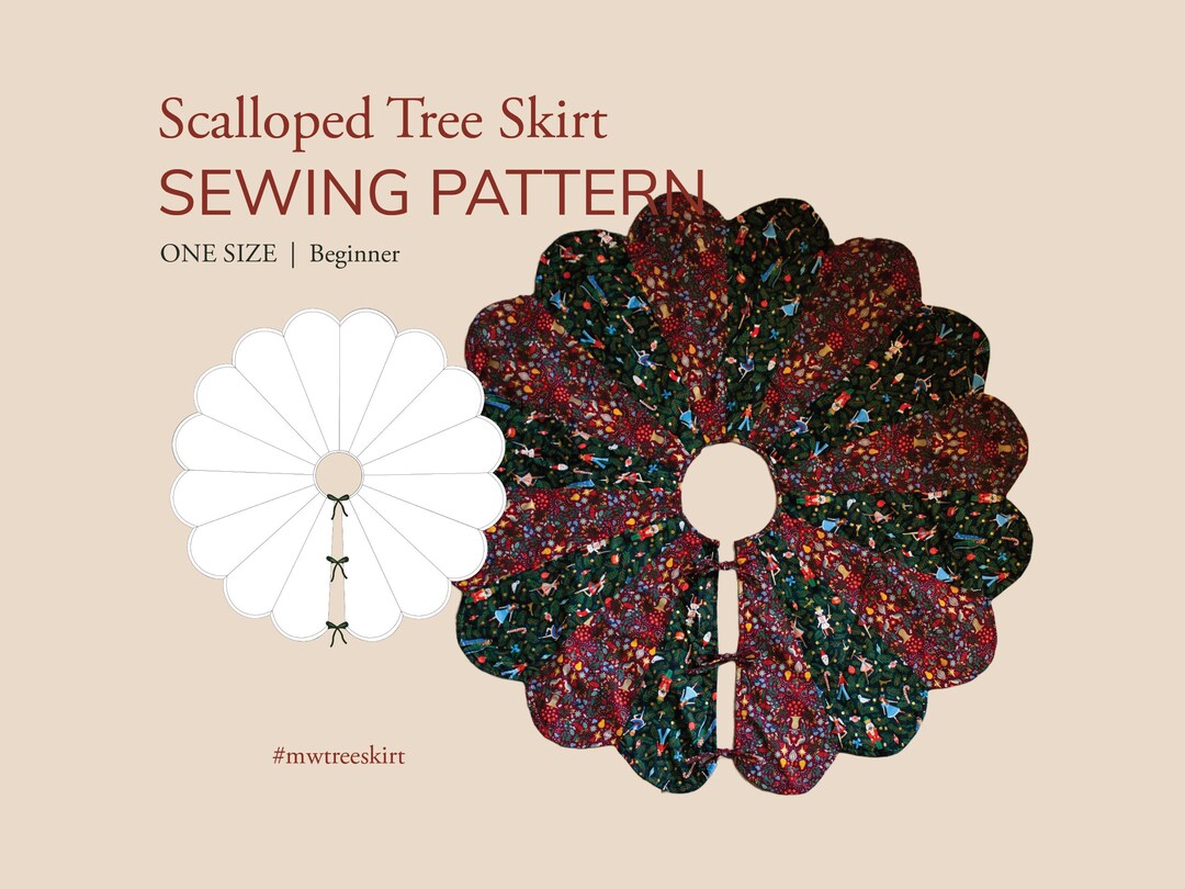 Scalloped Tree Skirt PDF Sewing Pattern, 3 Sizes, Christmas & Holiday ...